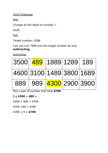 Chilli Challenges Place Value Year 3 and Year 4 | Teaching Resources
