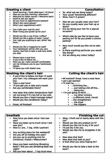 Secondary hairdressing resources