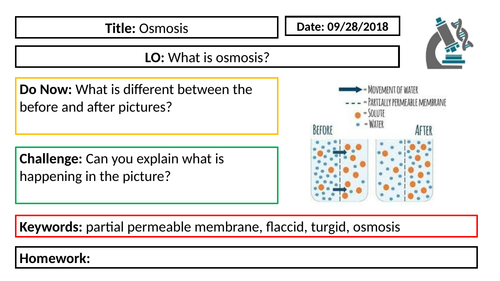Aqa Gcse Biology New Specification B1 Osmosis Teaching Resources