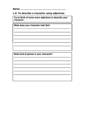 Creating a character | Teaching Resources