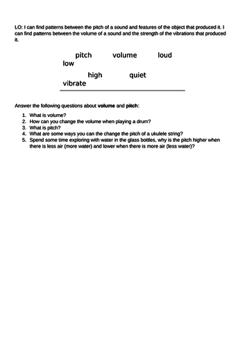Pitch and volume work | Teaching Resources