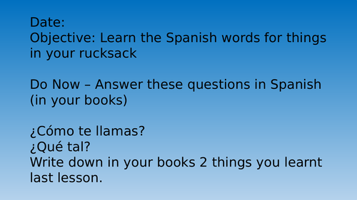 En mi mochila (rucksack items) - Year 7 Spanish | Teaching Resources