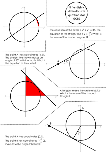 Equation of a circle - GCSE - Difficult! by pbrucemaths | Teaching ... Equation of a circle - GCSE - Difficult! by pbrucemaths | Teaching ...