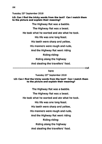The Highway Rat- Close Reading of the first page | Teaching Resources