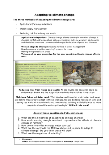 Adapting to Climate Change | Teaching Resources