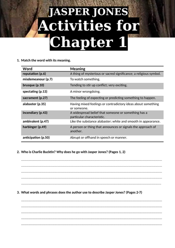 Jasper Jones - Activities for Chapters 1-3 | Teaching Resources