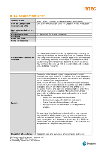 BTEC Level 3 Creative Media Production - Unit 2 - Communication Skills ... BTEC Level 3 Creative Media Production - Unit 2 - Communication Skills ...