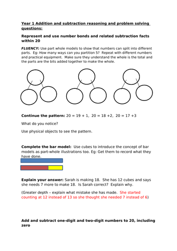 Year 1 Maths addition and subtraction | Teaching Resources