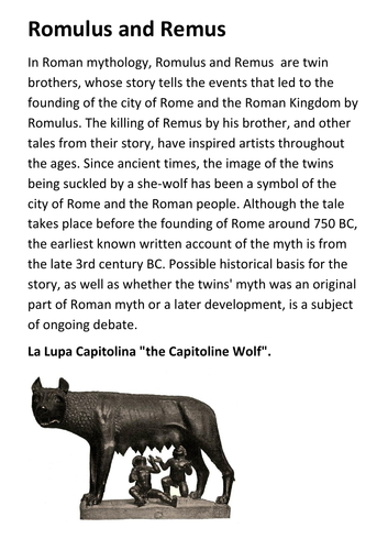 Romulus and Remus Handout | Teaching Resources