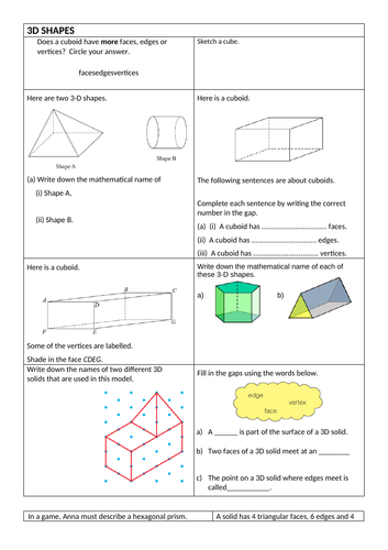 Properties of 3D shapes | Teaching Resources