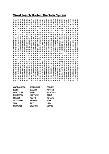 Solar System Word search - starter or Plenary | Teaching Resources