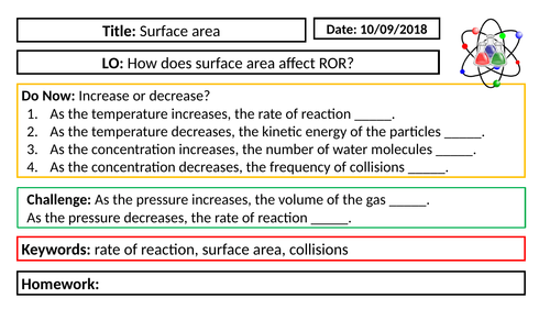 AQA GCSE Chemistry New Specification - C6 Surface area and rate of ...