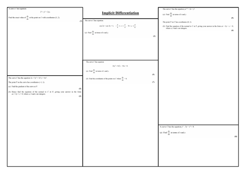 Implicit Differentiation PPQ Worksheet | Teaching Resources Implicit Differentiation PPQ Worksheet | Teaching Resources