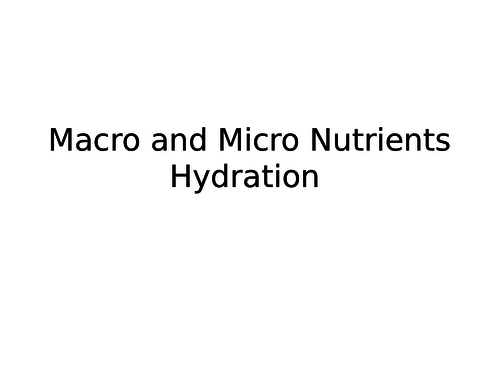 Nutrients and Hydration Task | Teaching Resources
