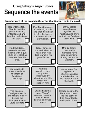 Jasper Jones - Sequence the events | Teaching Resources