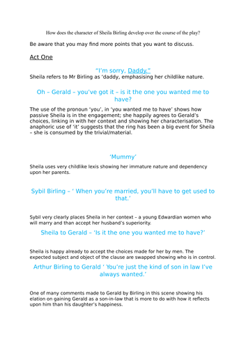 An Inspector Calls - Presentation of Sheila - Lesson 2 - Act Two ...