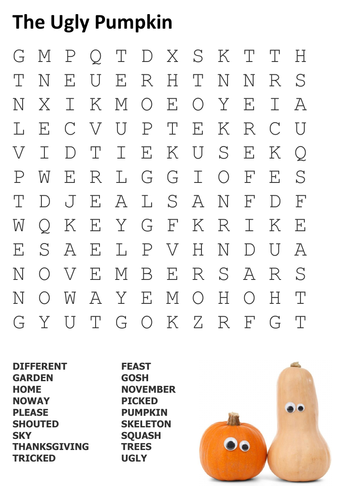 The Ugly Pumpkin Word Search | Teaching Resources