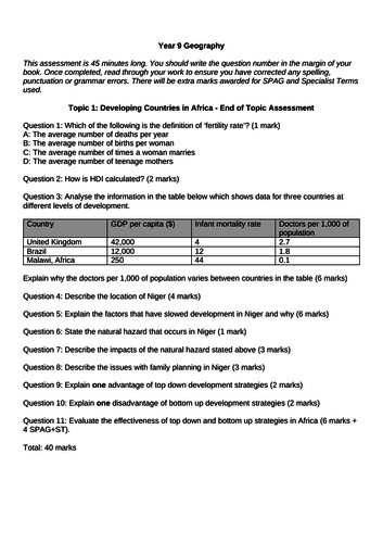 Lesson 10: End of topic assessment | Teaching Resources Lesson 10: End of topic assessment | Teaching Resources
