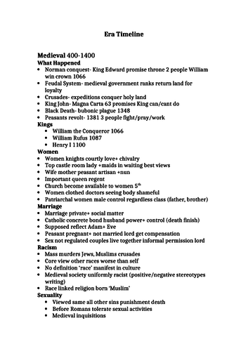 A-level English Literature Love Through the Ages A-level Timeline of ...