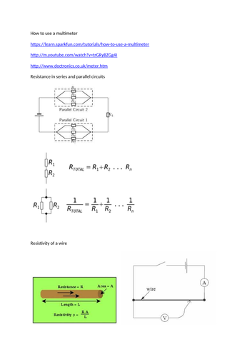 AQA A level physics - electricity | Teaching Resources AQA A level physics - electricity | Teaching Resources