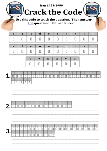 Iran 1953-1989 - Crack the code | Teaching Resources