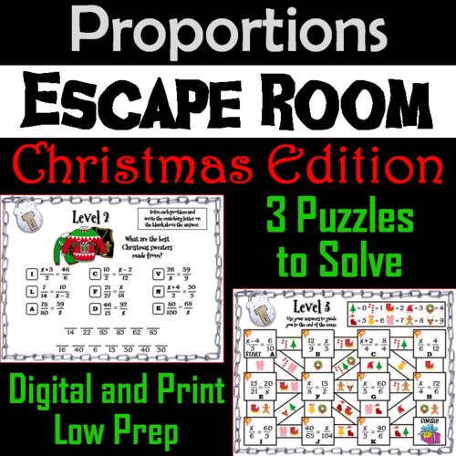 Solving Proportions Game: Escape Room Christmas Math Activity ...