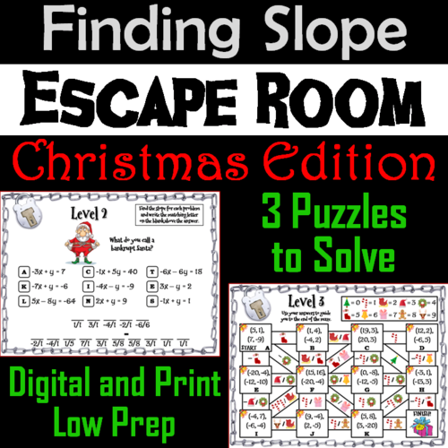 Finding the Slope Game: Escape Room Christmas Math Activity | Teaching ...
