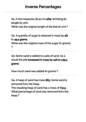 Inverse Percentages GCSE Maths | Teaching Resources Inverse Percentages GCSE Maths | Teaching Resources