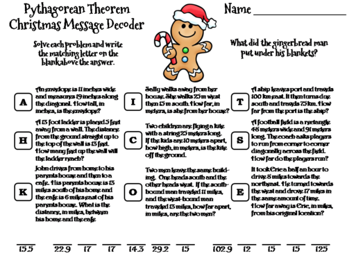 Pythagorean Theorem Christmas Math Activity: Message Decoder | Teaching ... Pythagorean Theorem Christmas Math Activity: Message Decoder | Teaching ...