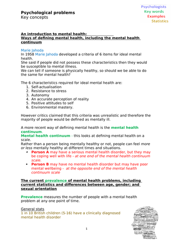 Psychological problems (All content) - GCSE Psychology (OCR - 9-1 ...