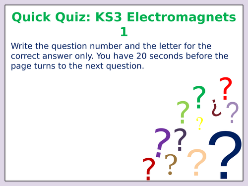 KS3 Electromagnets 1 multiple choice quiz on powerpoint | Teaching Resources