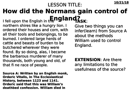 How did William gain control of England? | Teaching Resources