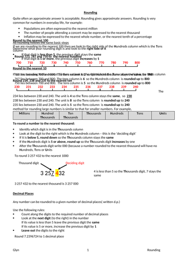 GCSE -Rounding- nearest 10,100, 1000, decimal places / significant ...