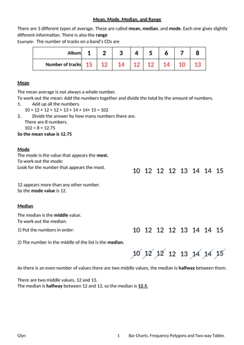 GCSE- STATISTICS- Mean Mode and Median, Frequency tables, Stem and Leaf ... GCSE- STATISTICS- Mean Mode and Median, Frequency tables, Stem and Leaf ...