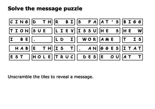 Solve the message puzzle from Steve Irwin | Teaching Resources