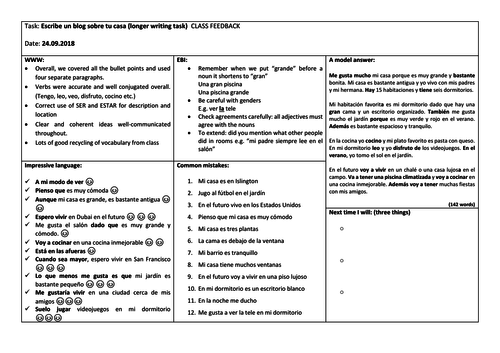 MFL writing: whole class feedback sheet | Teaching Resources MFL writing: whole class feedback sheet | Teaching Resources