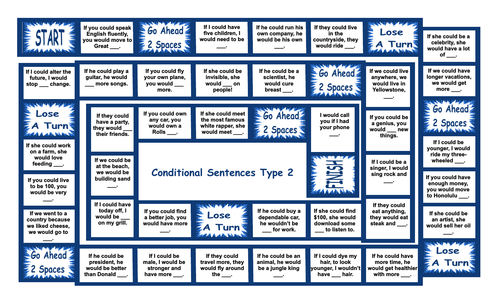Conditional Sentences Type 2 Legal Size Text Board Game | Teaching ...