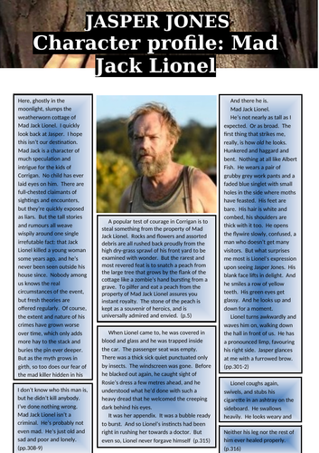Jasper Jones - Character profile: Mad Jack Lionel | Teaching Resources