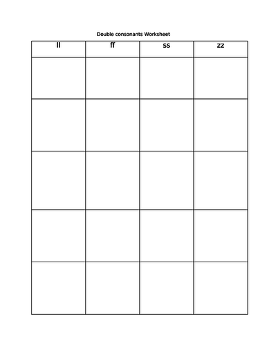 Double constant ending worksheet ll, ff, ss, zz | Teaching Resources