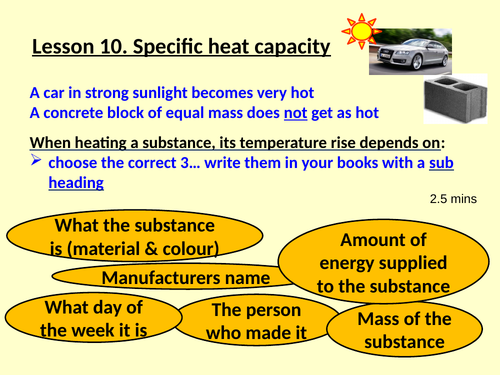 SPECIFIC HEAT CAPACITY, KS4, Physics, New GCSE Specification | Teaching ...