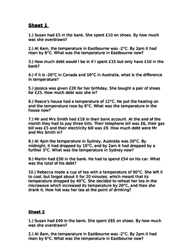interpret negative numbers in context - word problems - Y5 | Teaching ... interpret negative numbers in context - word problems - Y5 | Teaching ...