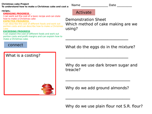 Christmas cake lessons and work sheets | Teaching Resources