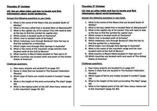 Finding world landmarks using an atlas | Teaching Resources