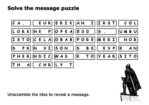Solve the message puzzle about Leif Erikson | Teaching Resources