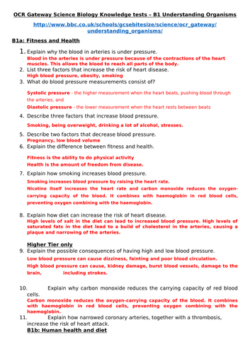 BIOLOGY GCSE REVISION QUESTIONS (5 RESOURCES) | Teaching Resources
