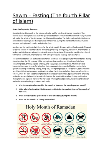 Sawm - Islam practices AQA | Teaching Resources