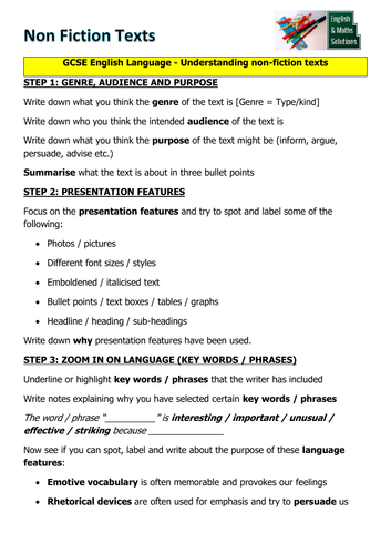 GCSE English Language Understanding Non Fiction Texts | Teaching Resources