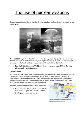 Nuclear weapons - Peace and Conflict | Teaching Resources