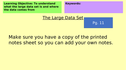Large Data Set Introduction Edexcel | Teaching Resources