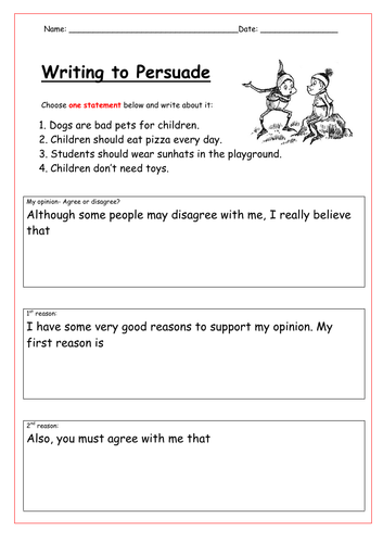 Writing to Persuade - Writing Frames | Teaching Resources